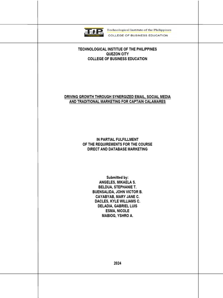 MK 016 - Project - Captain Calamares | PDF | Target Audience | Marketing