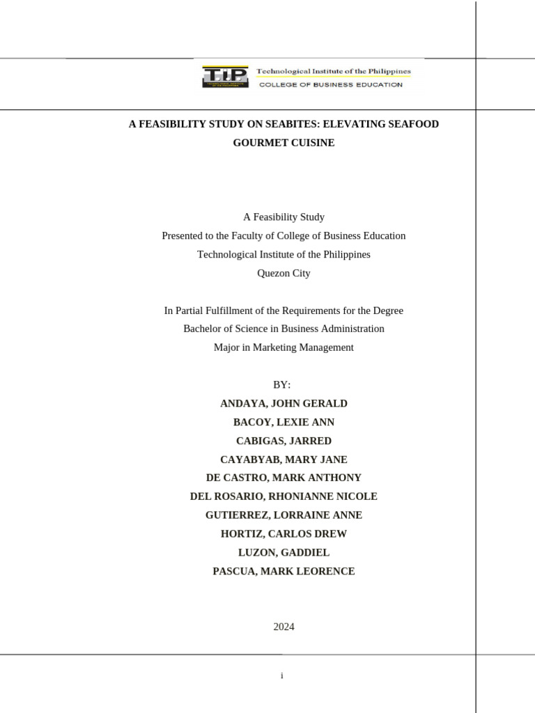 Seabites - Business Feasibility Study Final For Revisions | PDF ...