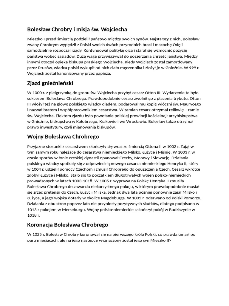 Bolesław Chrobry I Misja ŚW | PDF