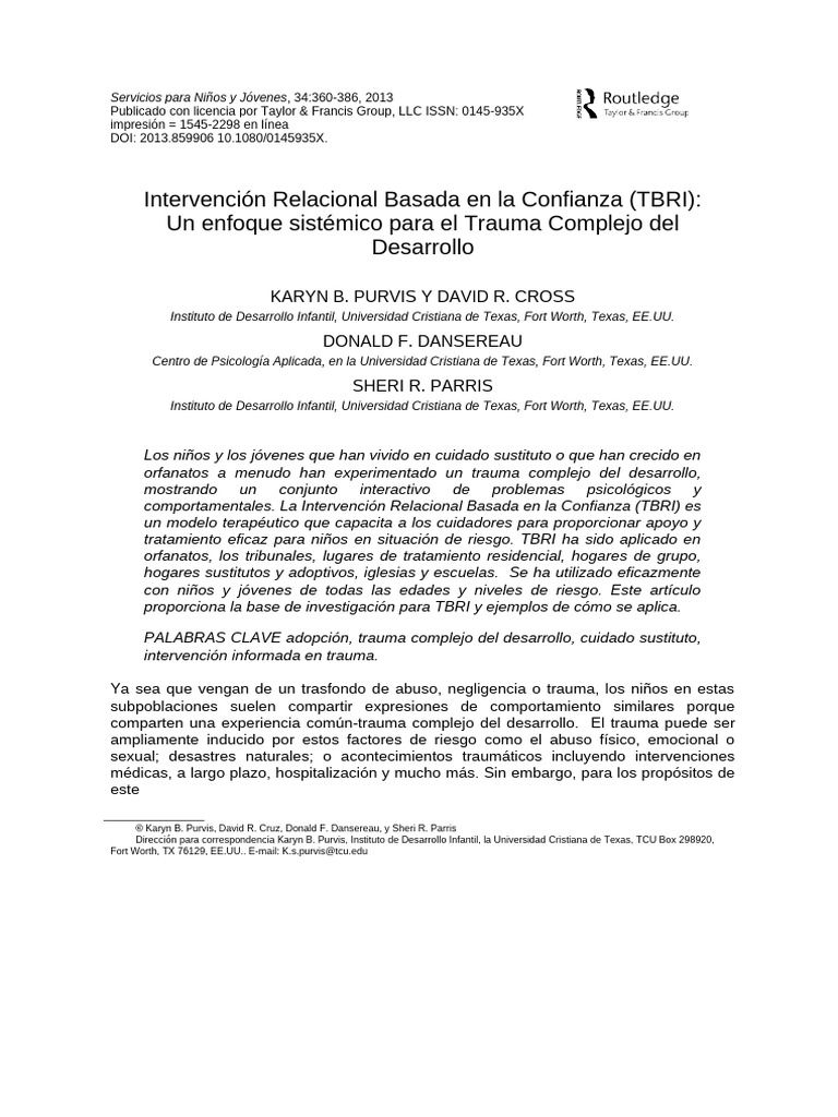 TBRI: Intervención para Trauma Infantil | PDF | Teoría de apego ...