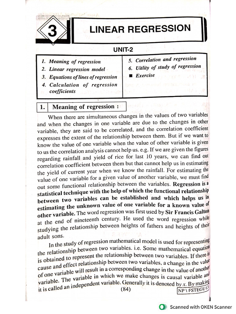 Unit - 3 Linear Regression | PDF