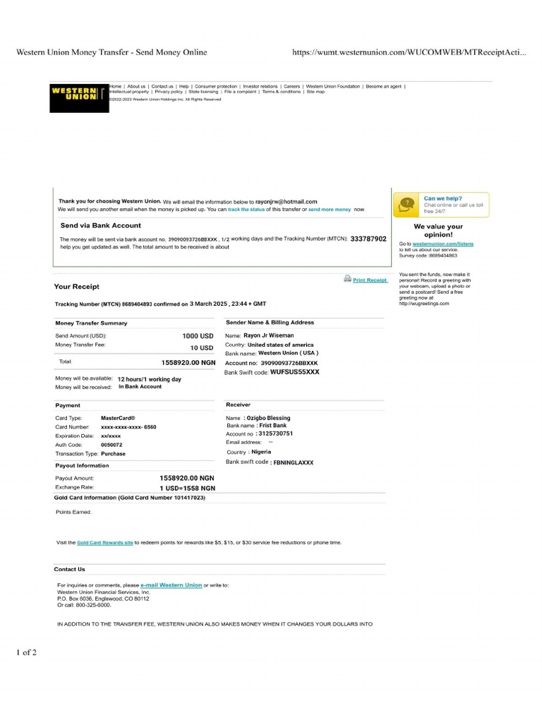 Western Union028837222 | PDF