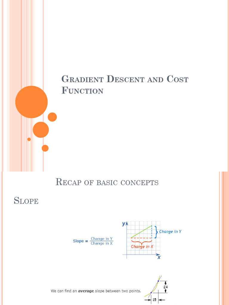 Gradient Descent and Cost Function | PDF | Slope | Derivative