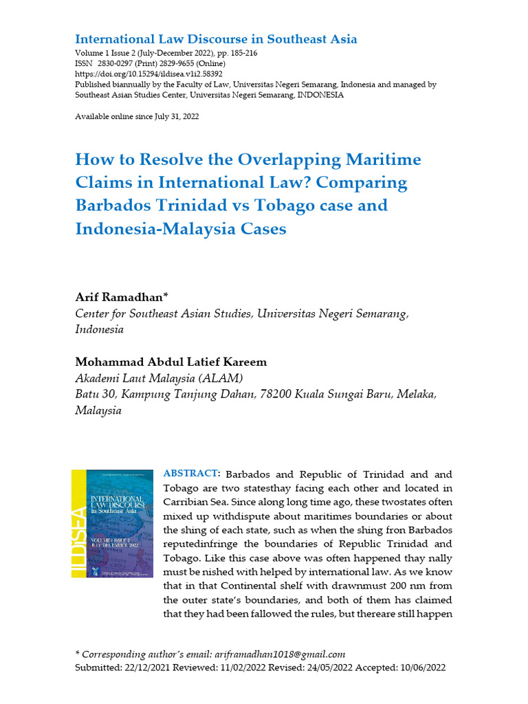 How To Resolve The Overlapping Maritime Claims in | PDF | Territorial ...