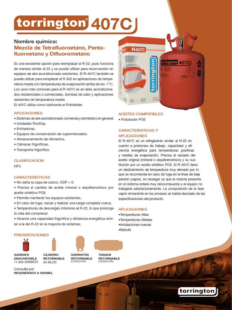 R-407C - Ficha Técnica | PDF | Líquidos | Termodinámica