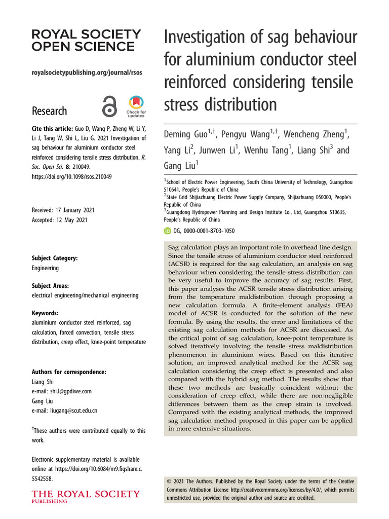 Investigation of Sag Behaviour for Aluminium Condu | PDF | Creep ...
