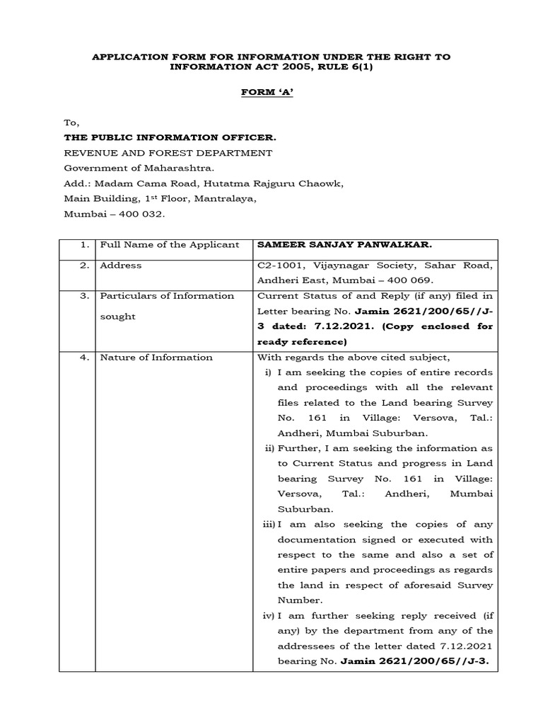 Revised RTI Malpani 16.04.2024 Copy | PDF | Government
