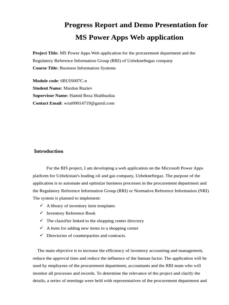 MS Power Apps Procurement App Report | PDF | Share Point | Mobile App