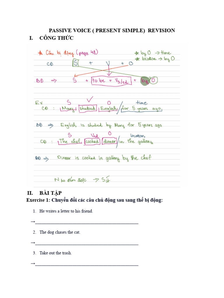 Passive Voice Revision Exercises | PDF