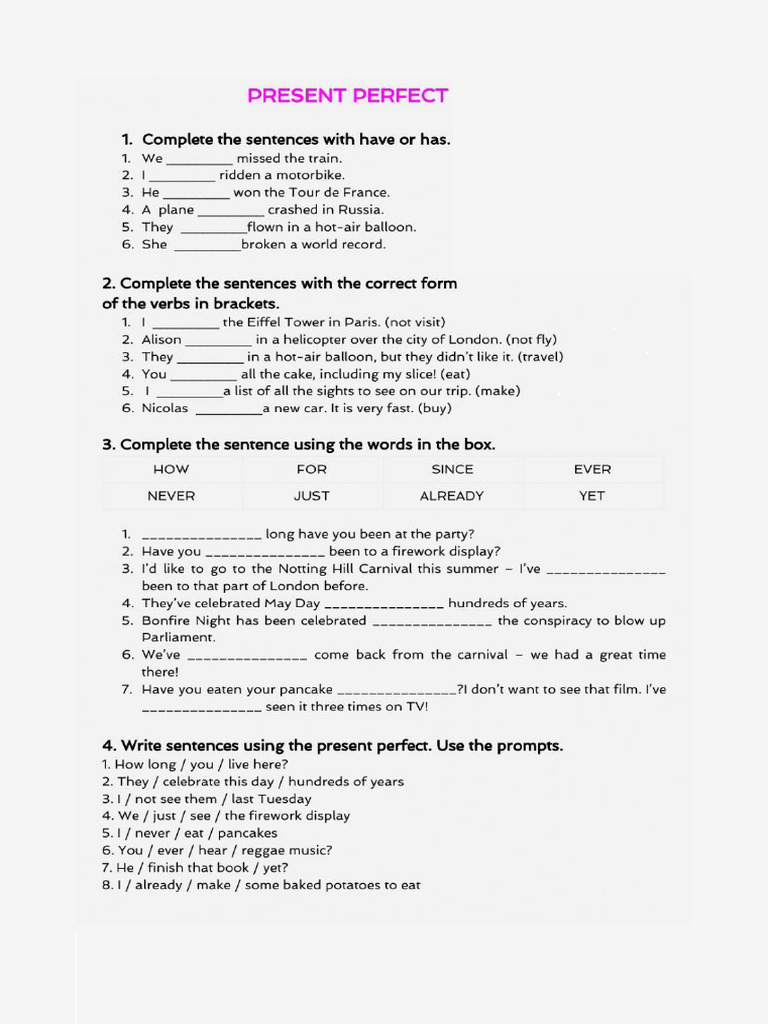 Present Perfect- A2 2 | PDF