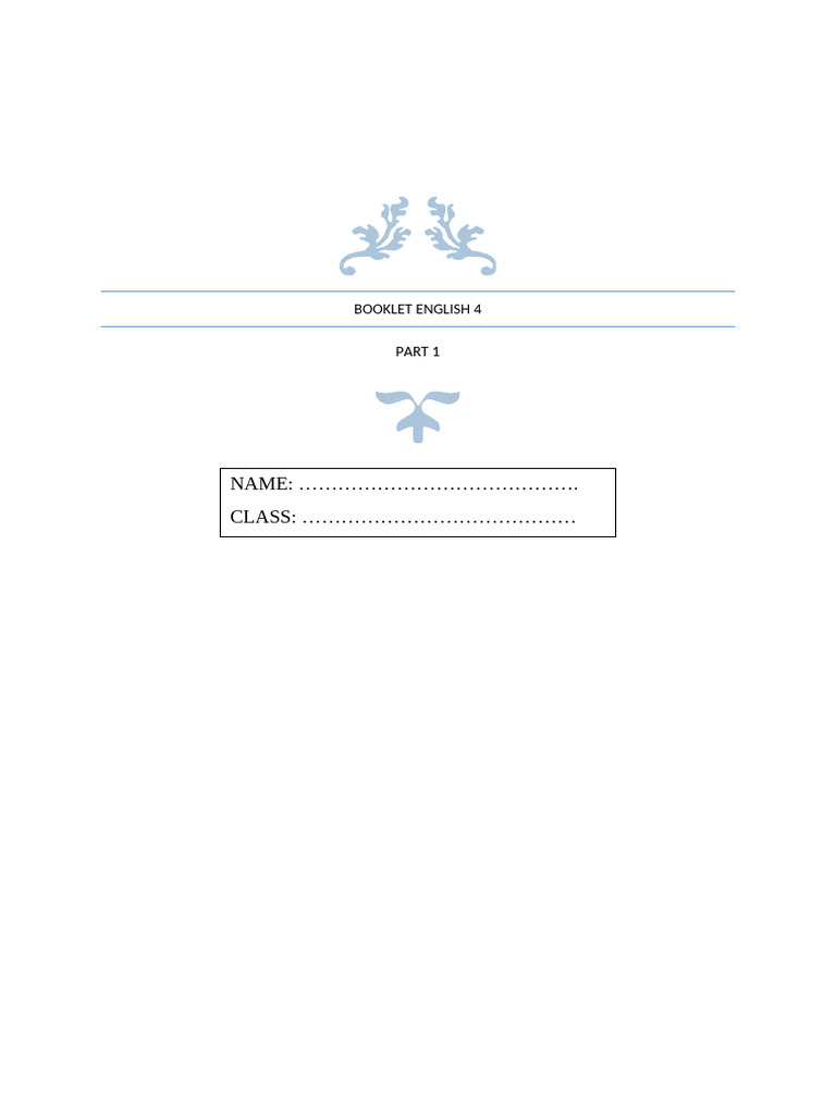 Booklet For English 4 - Part 1 | PDF