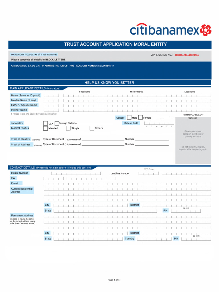 Trust Account Application CitiBanamex | PDF