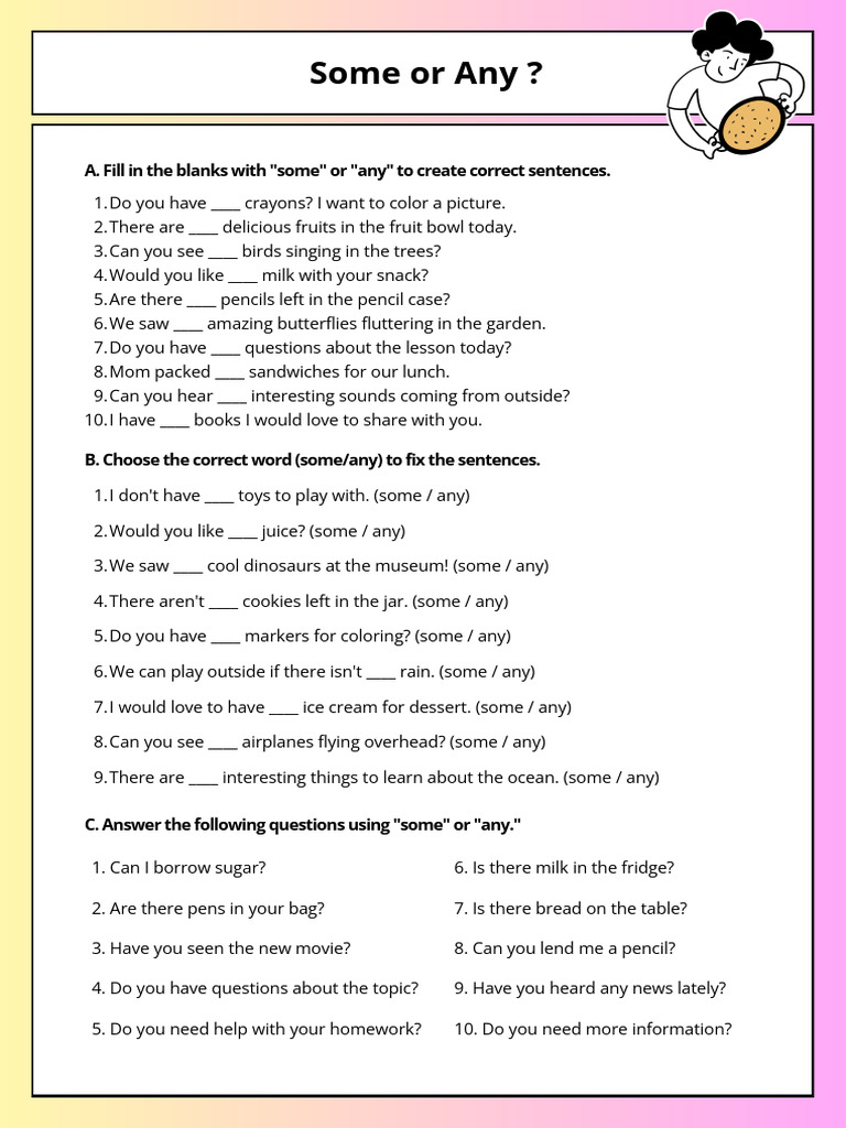 Some or Any Exercise Worksheets | PDF