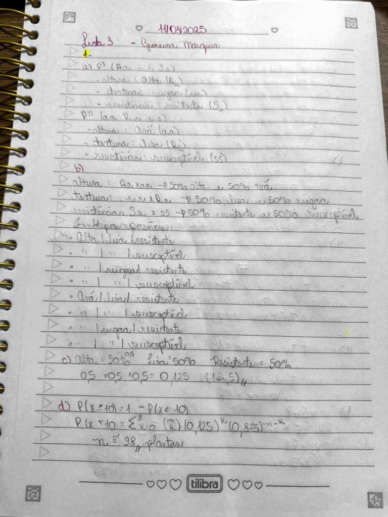 Lista 3 Genética | PDF