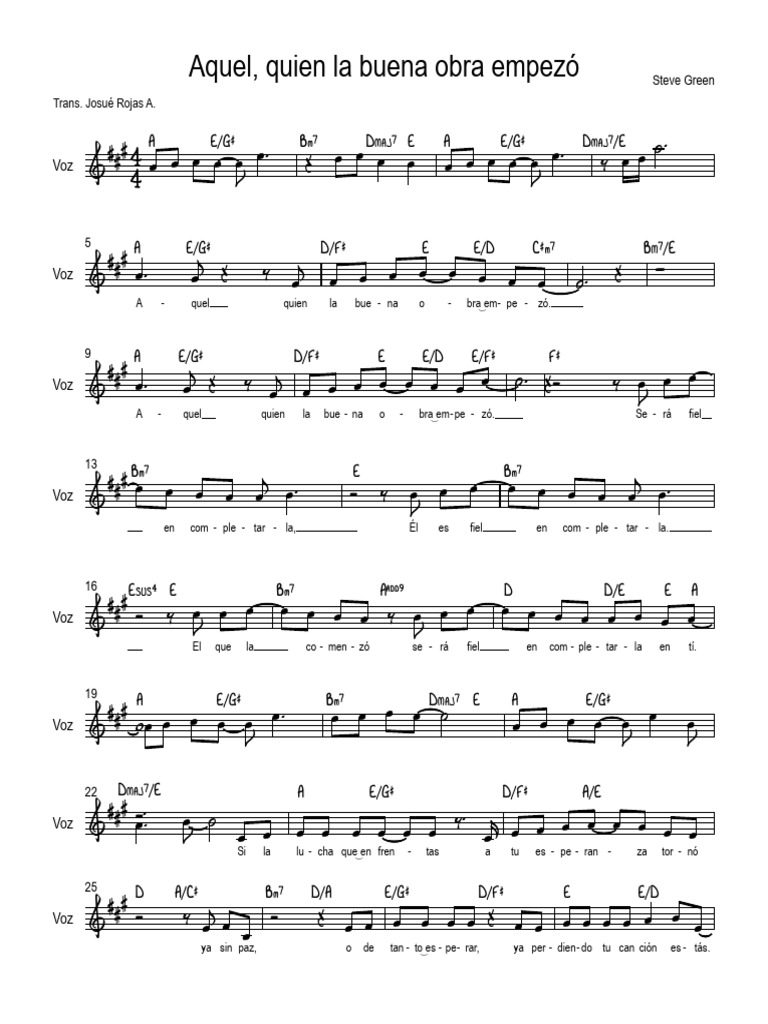 Aquel Quien La Buena Obra Empezó - Voz - Acordes I9 | PDF