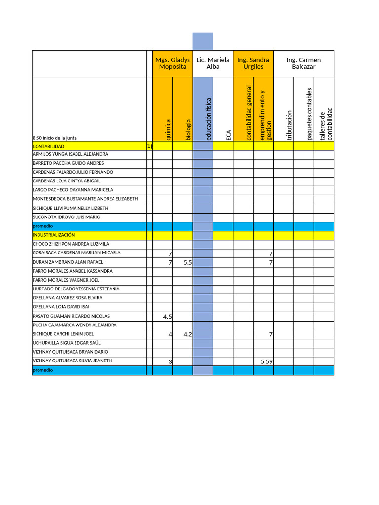 Promedios Juntas Suple | PDF