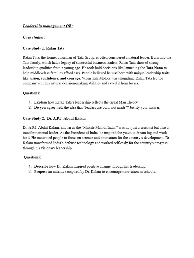 Leadership Case Studies and Theories | PDF | Leadership | Decision Making
