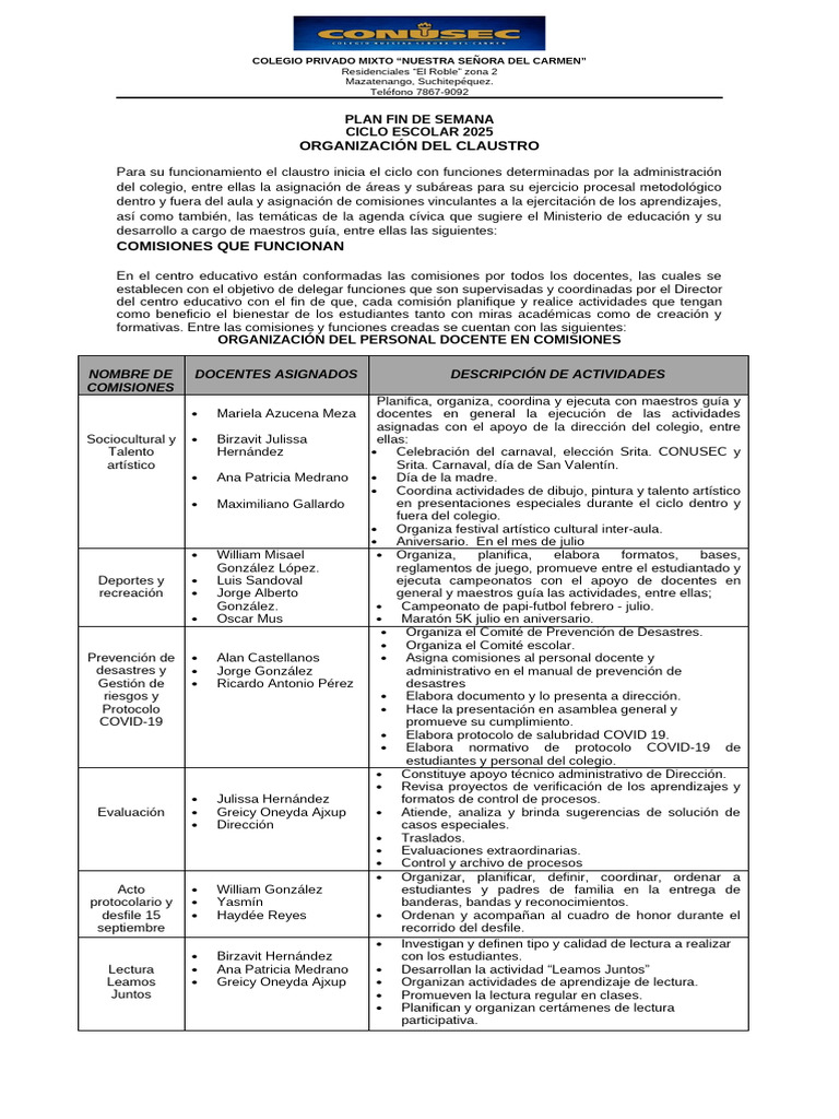 Asignación de Comisiones 2024 | PDF