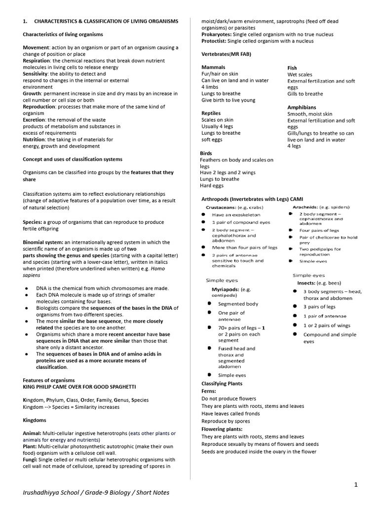 Biology Revision Notes 2024 | PDF | Cell (Biology) | Diffusion