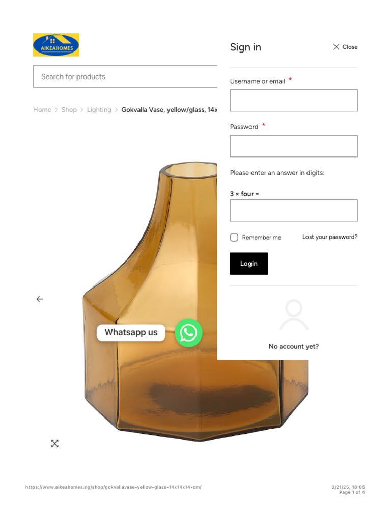 Gokvalla Vase, Yellow-Glass, 14x14x14 CM - Ikea in Nigeria | PDF ...