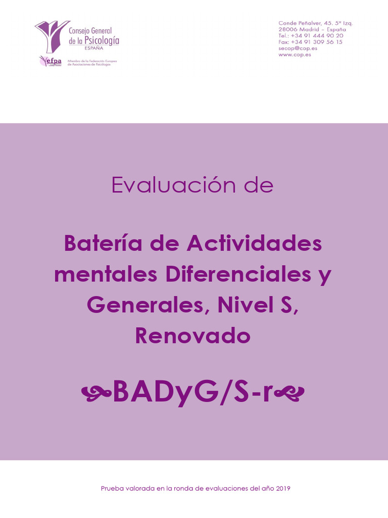 BADyG S R | PDF | Validez (Estadísticas) | Inteligencia