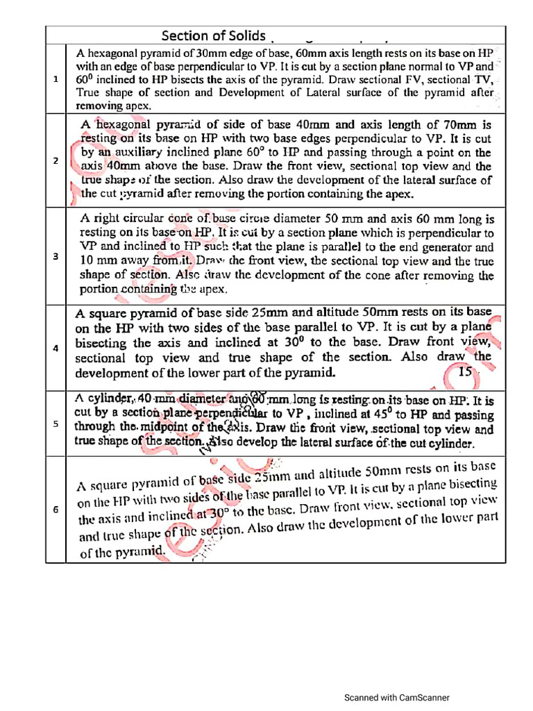 Section of Solids (1) | PDF