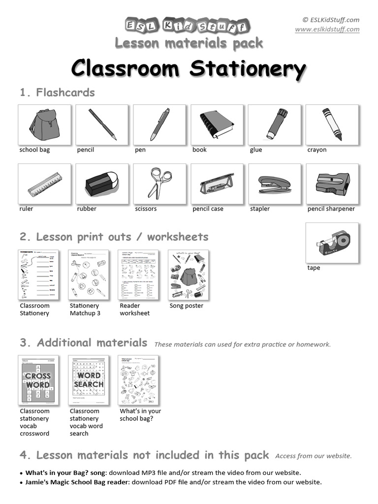 Classroom Stationery Materials TPD GB | PDF | Writing Implements ...