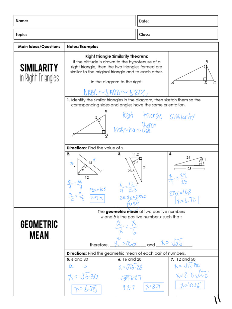 Unit 7 - Right Triangles & Trigonometry | PDF | Geometry | Euclidean ...