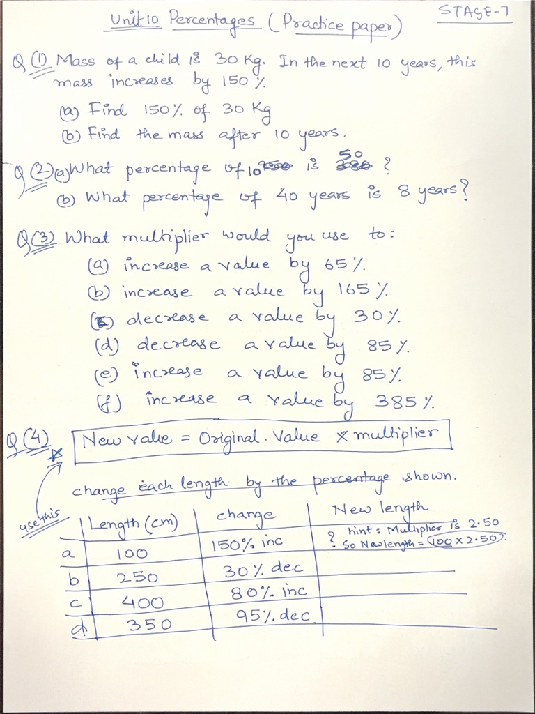 Percentages Practice Paper | PDF