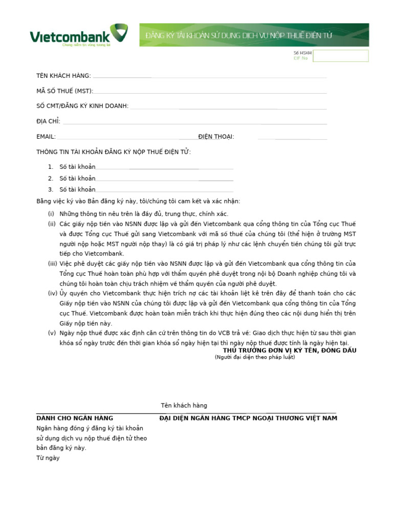 Dang Ky Nop Thue Dien Tu (Mau Gui KH) | PDF