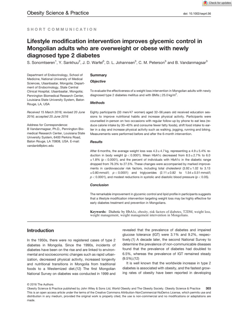Lifestyle Modification Intervention Improves Glycemic Control in | PDF ...