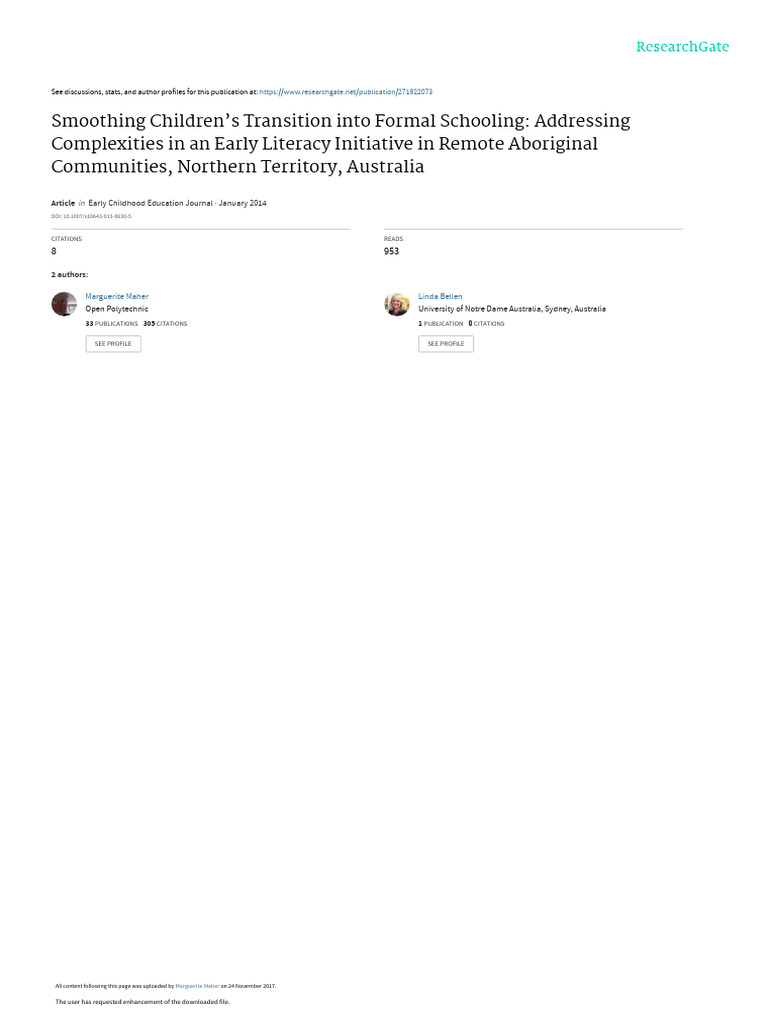 Smoothing Children's Transition Into Formal Schooling | PDF ...