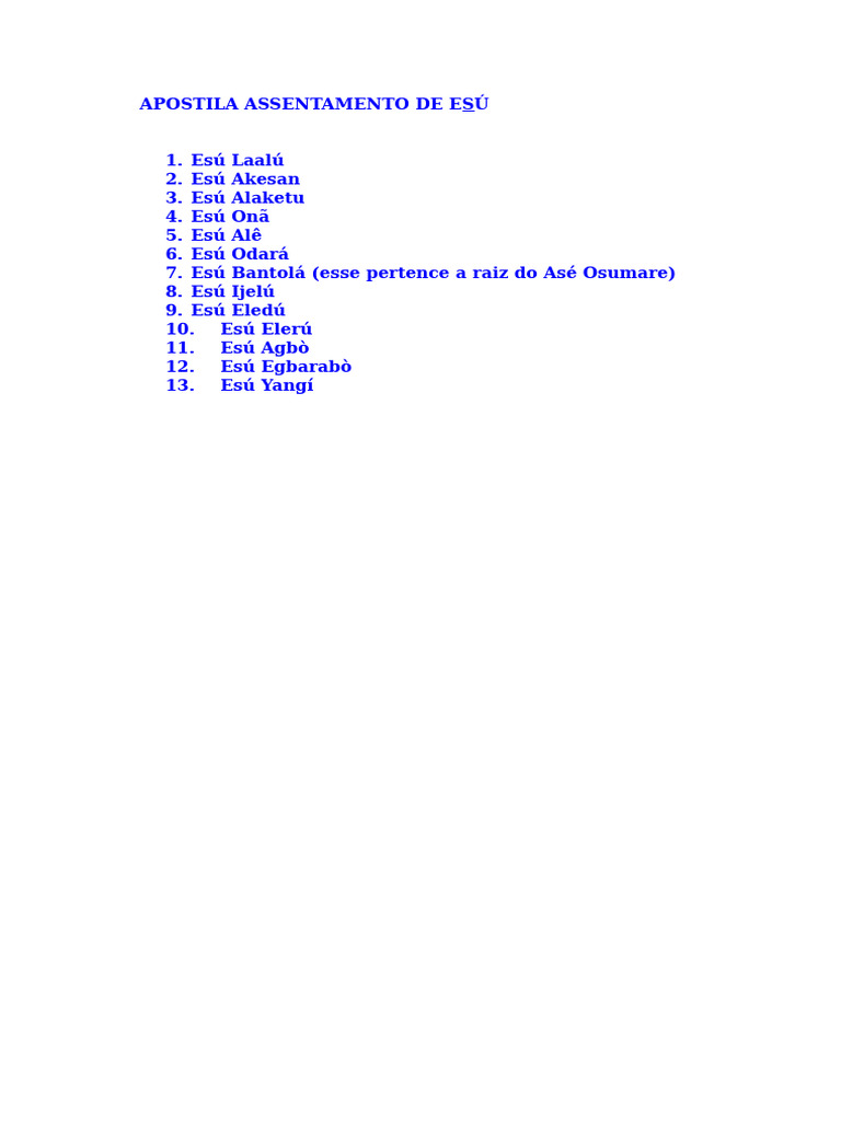 Guide to Esú Entities and Their Roles | PDF