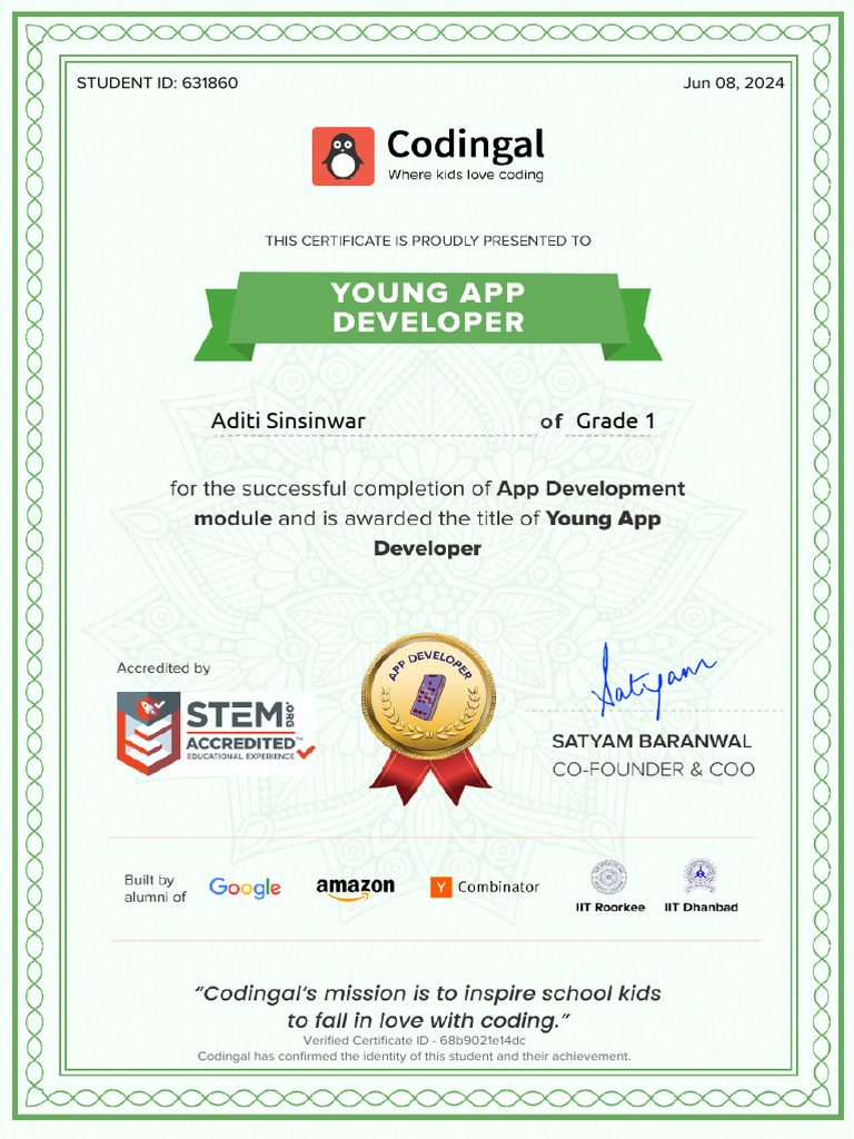 App Developer Certificate | PDF