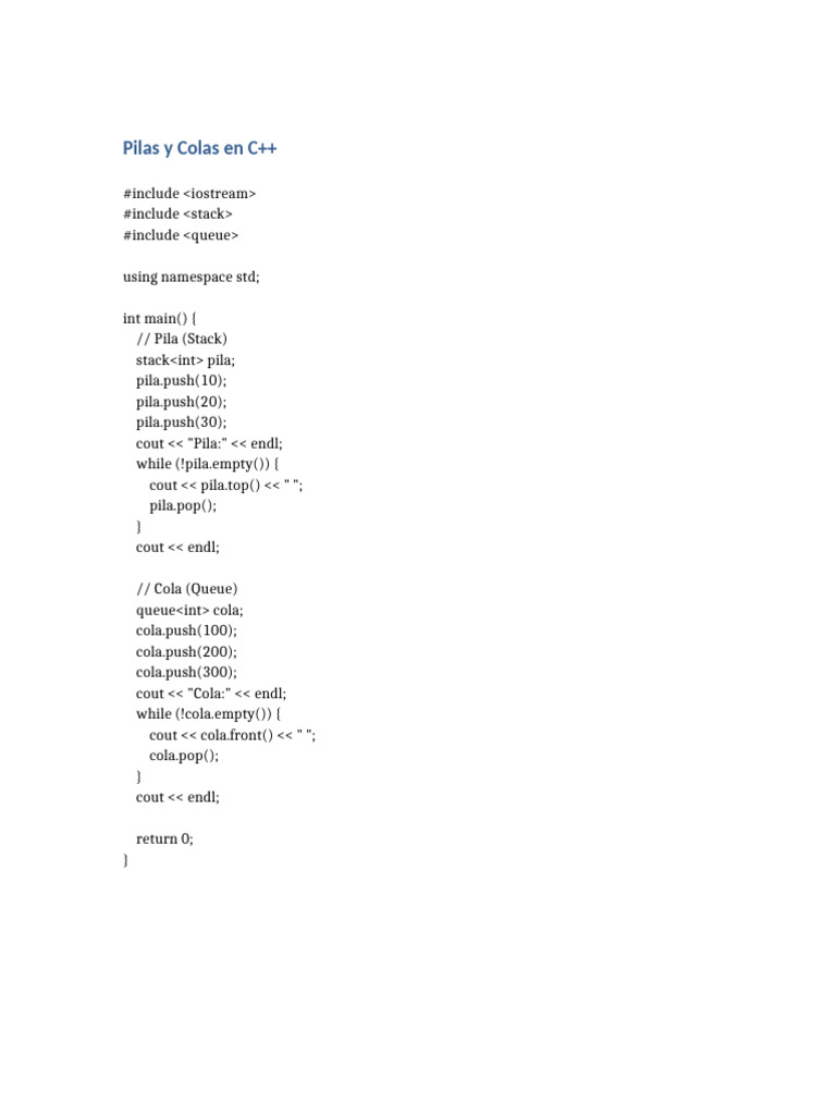 Pilas y Colas Cplusplus | PDF Pilas y Colas Cplusplus | PDF