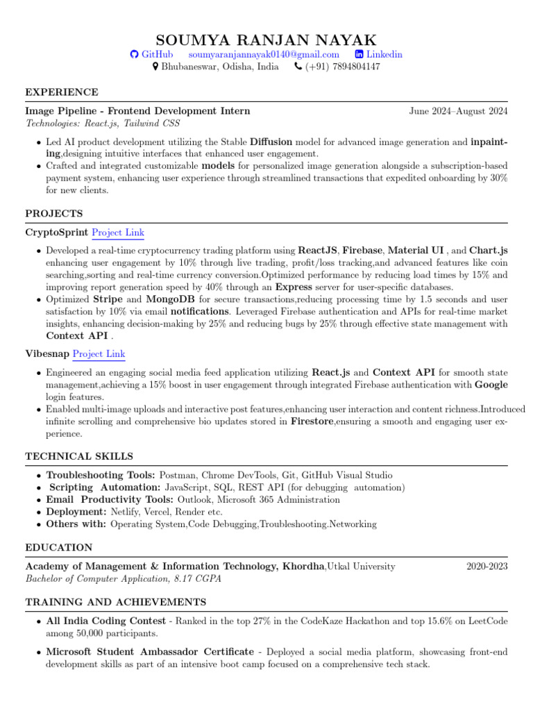 Soumya Ranjan System Engineer1 Position | PDF | Computing | Software