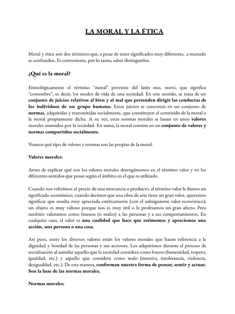1. Moral y Ã©tica | PDF | Moralidad | Comportamiento