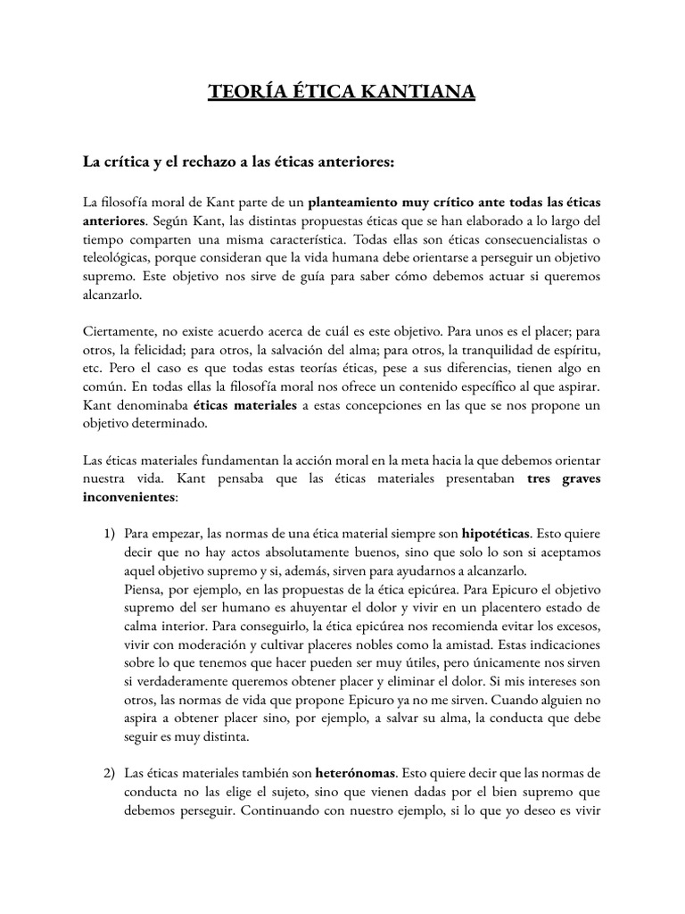 Ã Tica Kantiana | PDF | Immanuel Kant | Moralidad