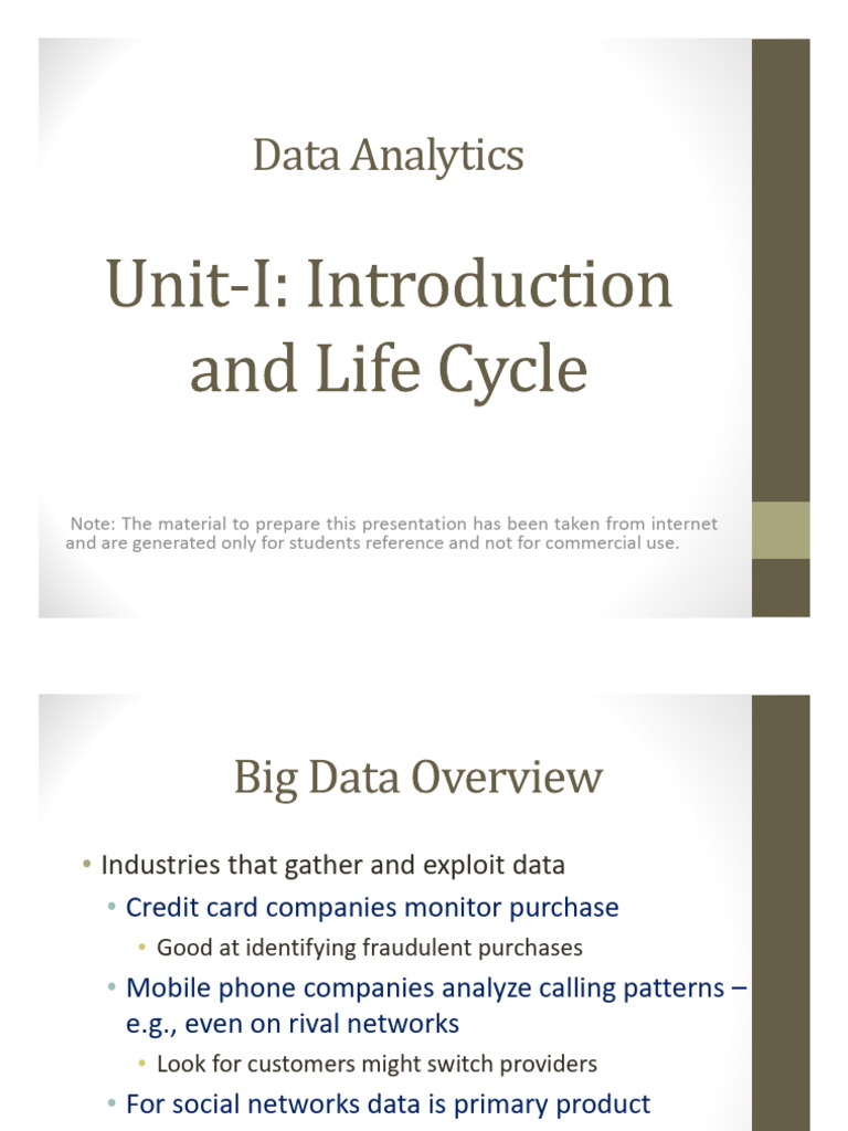 UNUT 1 - Introduction and Data Analytics Life Cycle | PDF | Conceptual Model | Dependent And ...