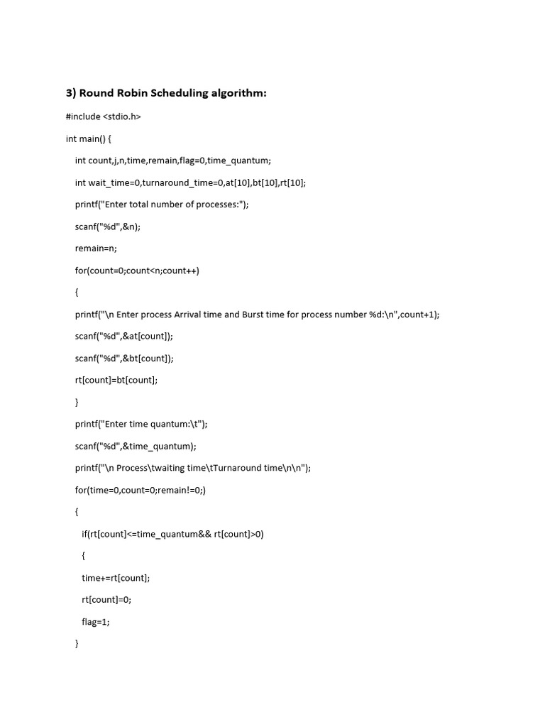 Round Robin Scheduling Lab2 (C) | PDF