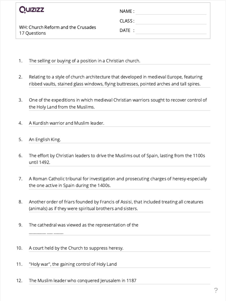 Church Reform and The Crusades Revision 1 | PDF