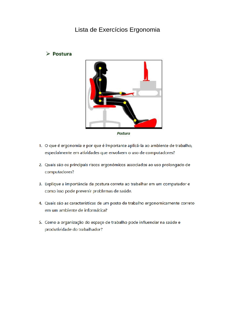 Exercícios Práticos de Ergonomia | PDF