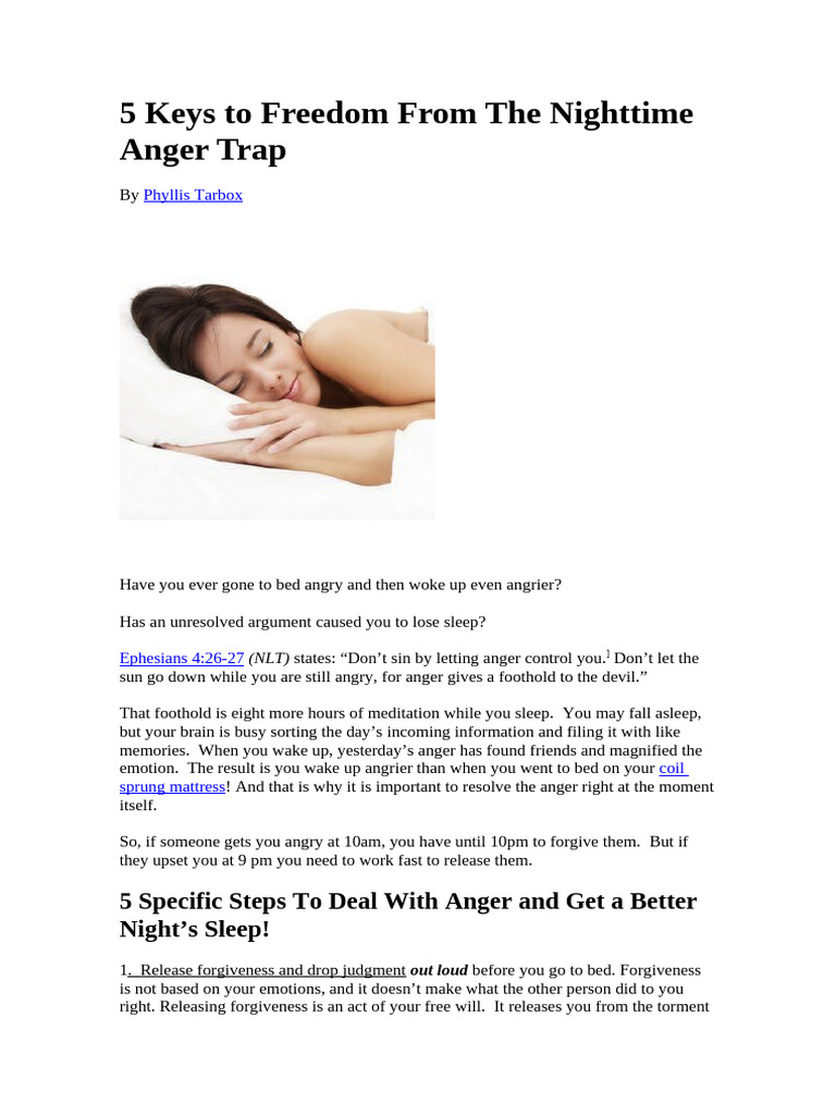 5 Keys To Freedom From The Nighttime Anger Trap | PDF | Forgiveness | Anger