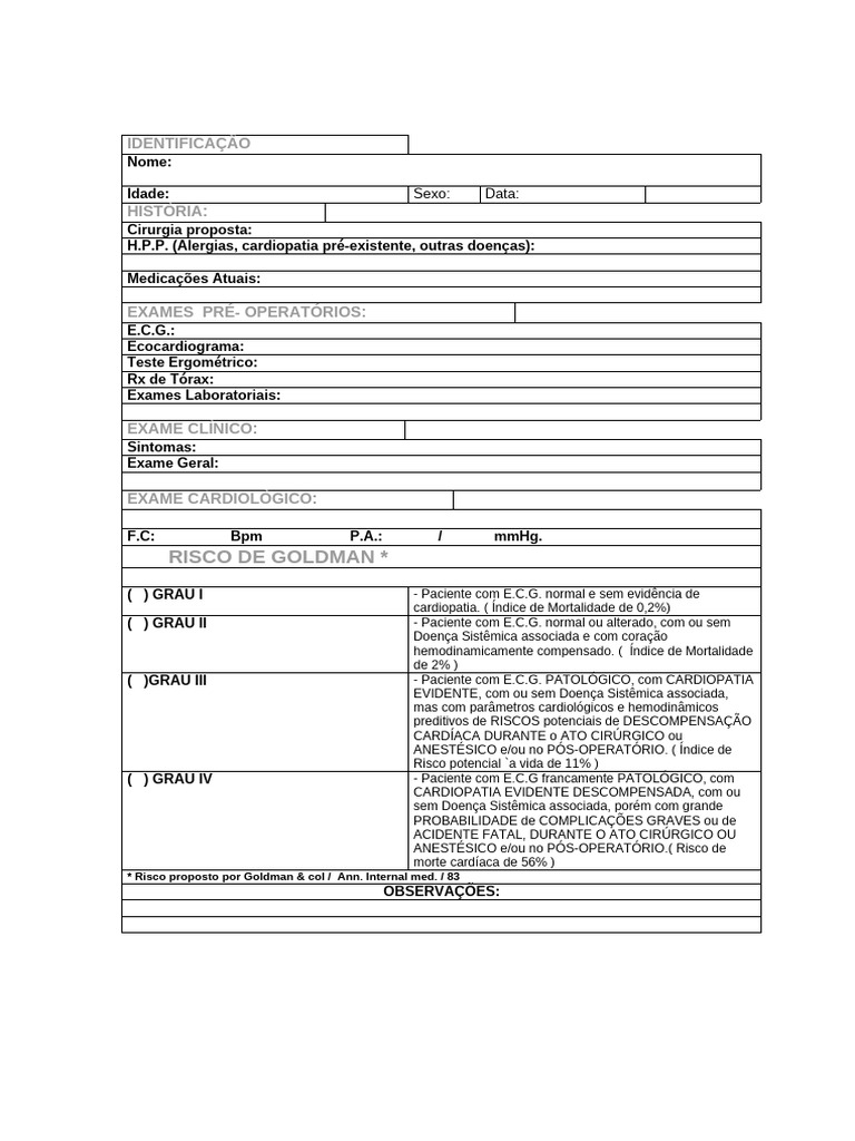 Risco Cirúrgico | PDF