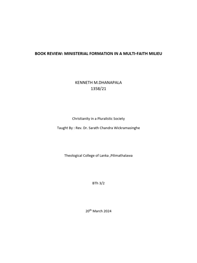 Ministerial Formation in A Multifaith Milieu | PDF | Interfaith ...