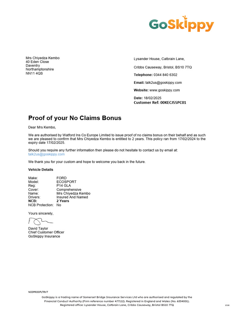 NCB Proof Letter (KECJ55PC01) | PDF