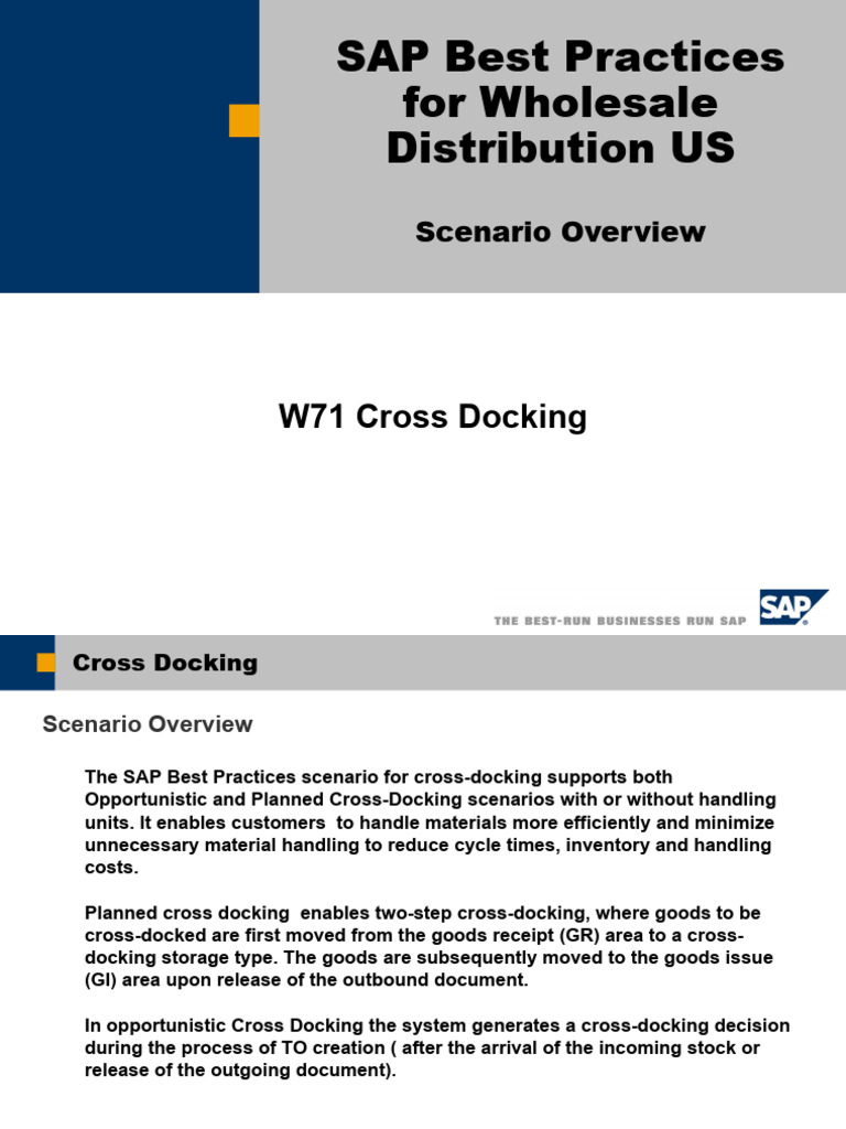 SAP Best Practices For Wholesale Distribution - Cross Docking Process ...