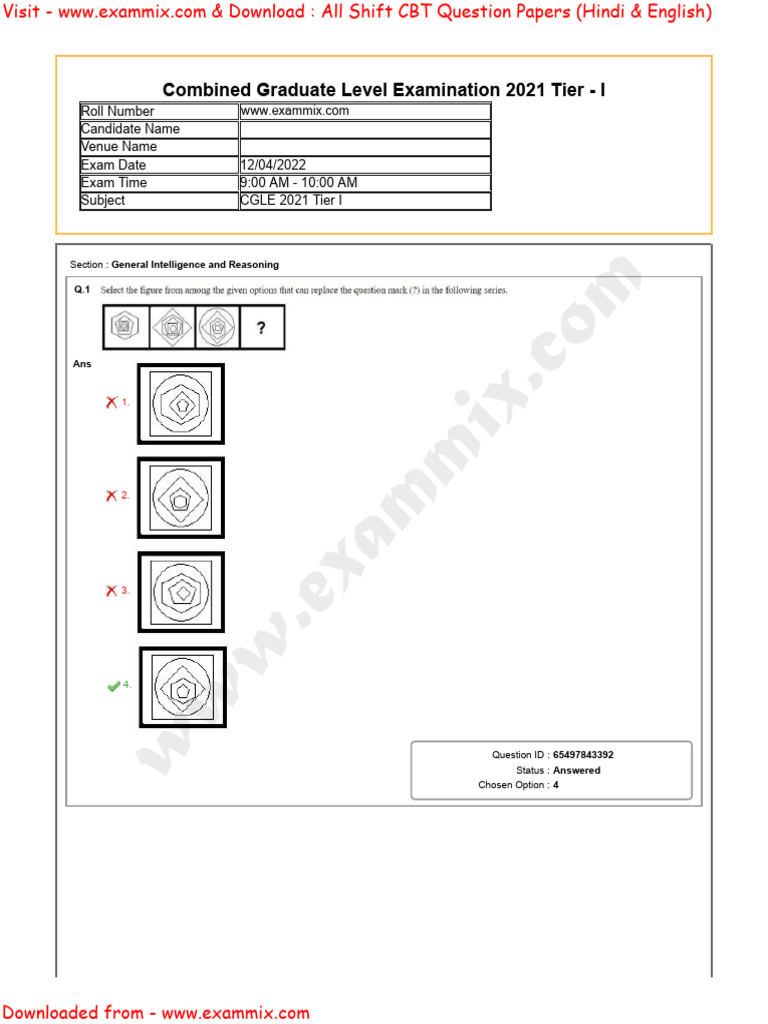 SSC CGL Tier 1 Question Paper 12 April 2022 All Shift in English | PDF