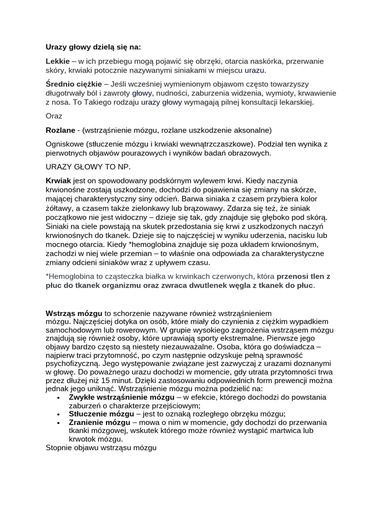 Urazy Głowy | PDF