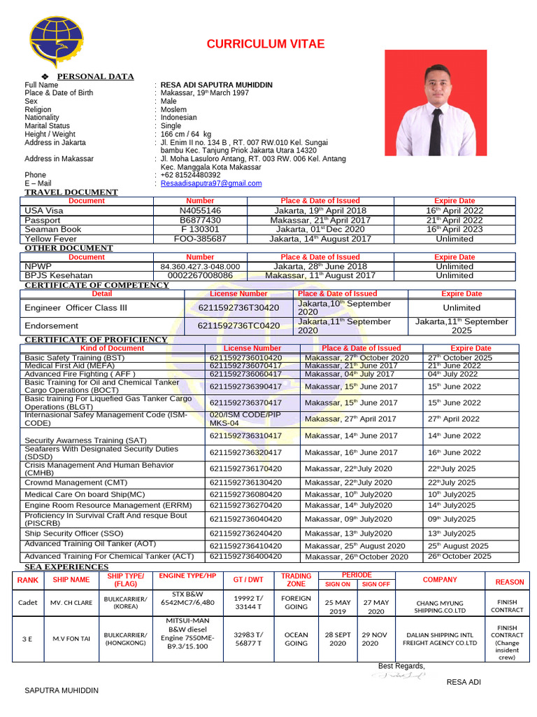 .Cv. Resa Adi Saputra Muhiddin | PDF | Shipping | Water Transport